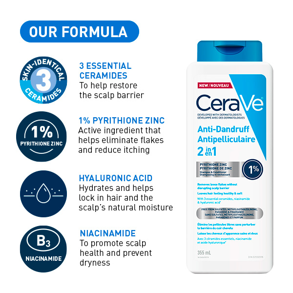 2-in-1 Anti-Dandruff Hydrating Shampoo & Conditioner - CeraVe