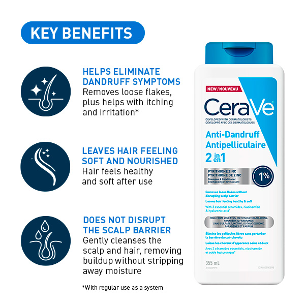 2-in-1 Anti-Dandruff Hydrating Shampoo & Conditioner - CeraVe