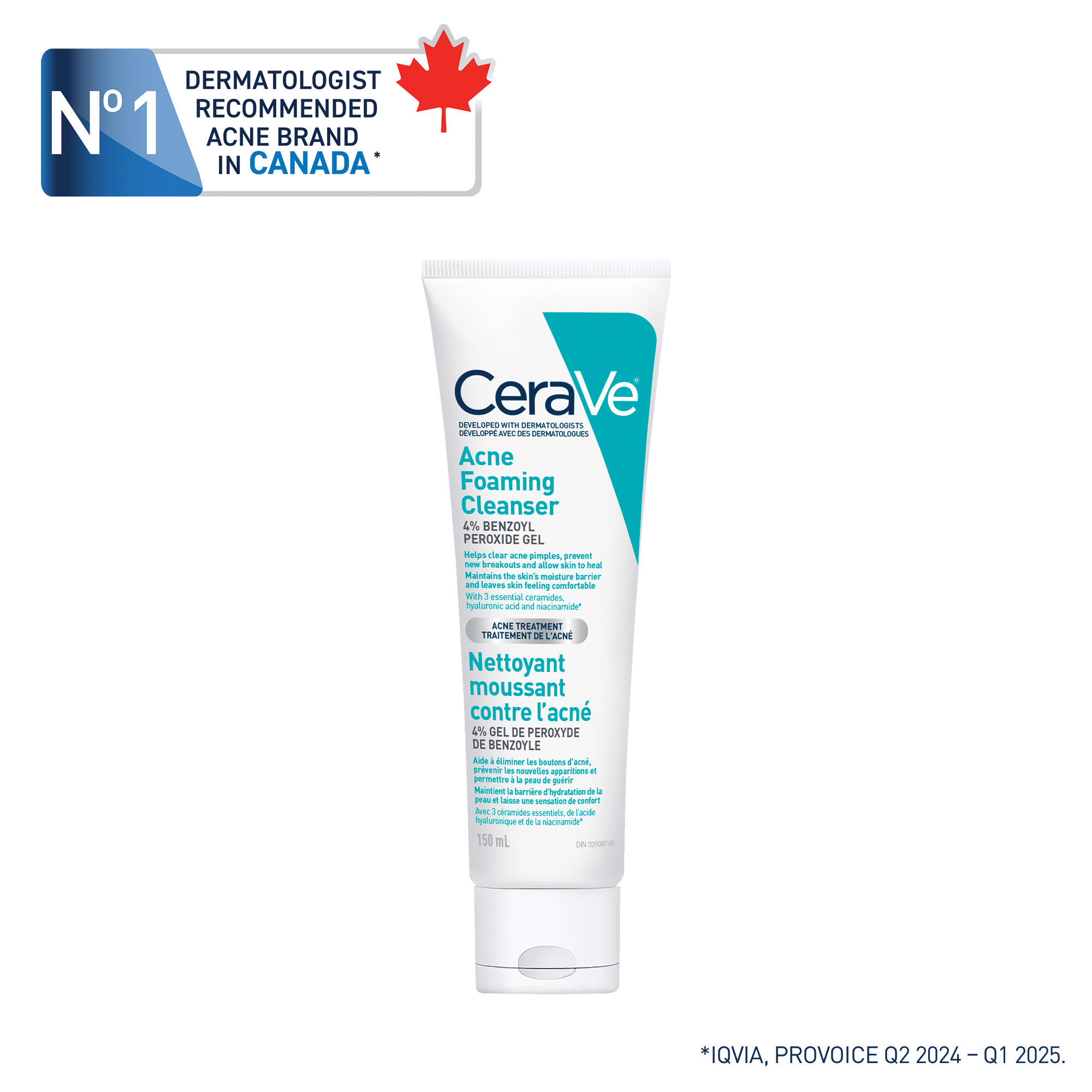 Acne Foaming Cleanser with Benzoyl Peroxide | CeraVe Canada