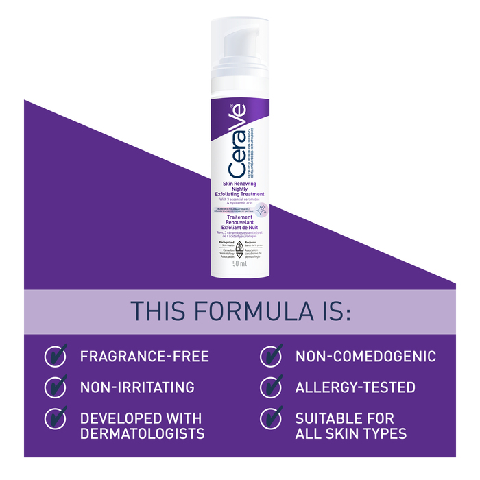Skin Renewing Nightly Exfoliating Treatment | AHA Night Serum | CeraVe